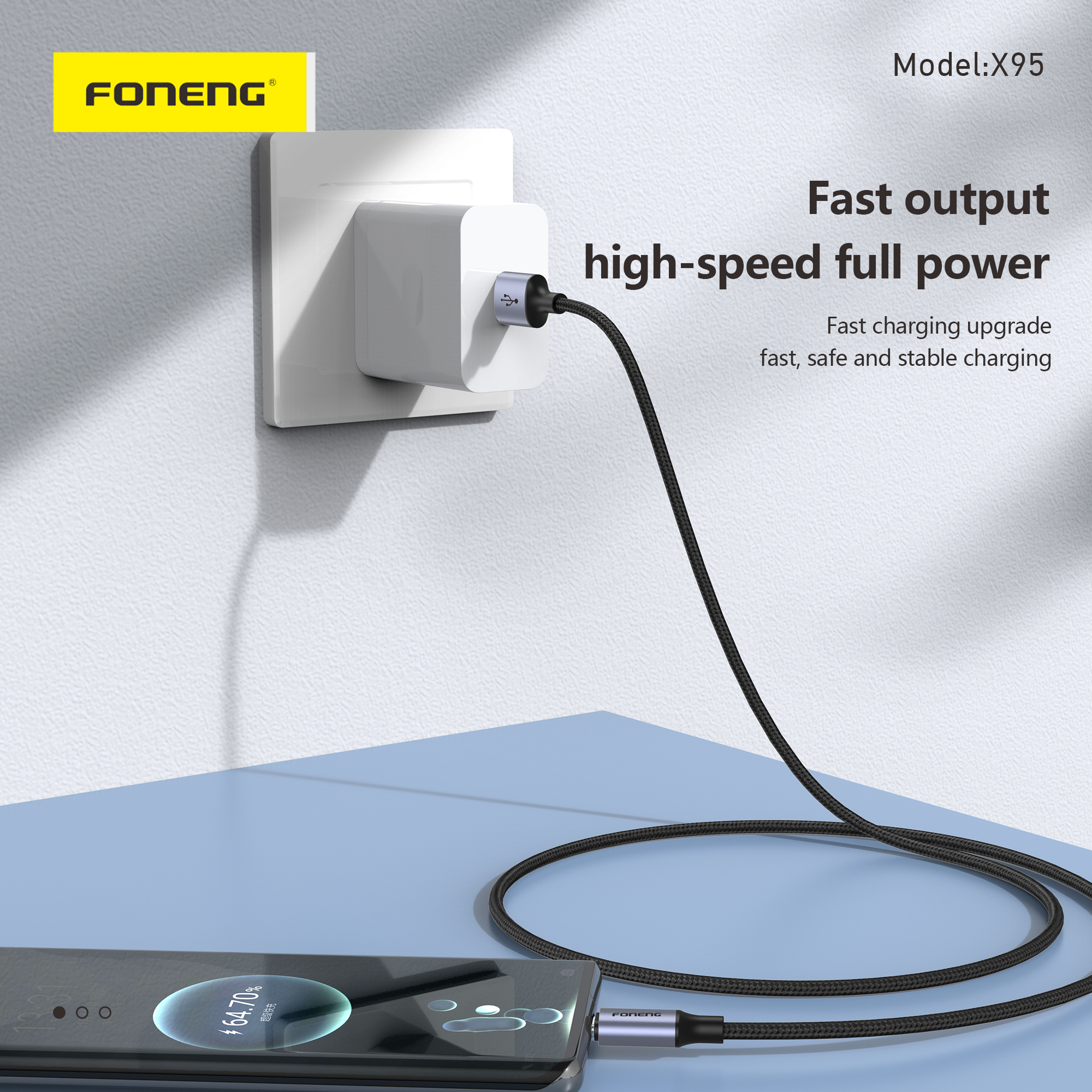 X95 1.2M Metal Head Braided Cable (3A) | FONENG