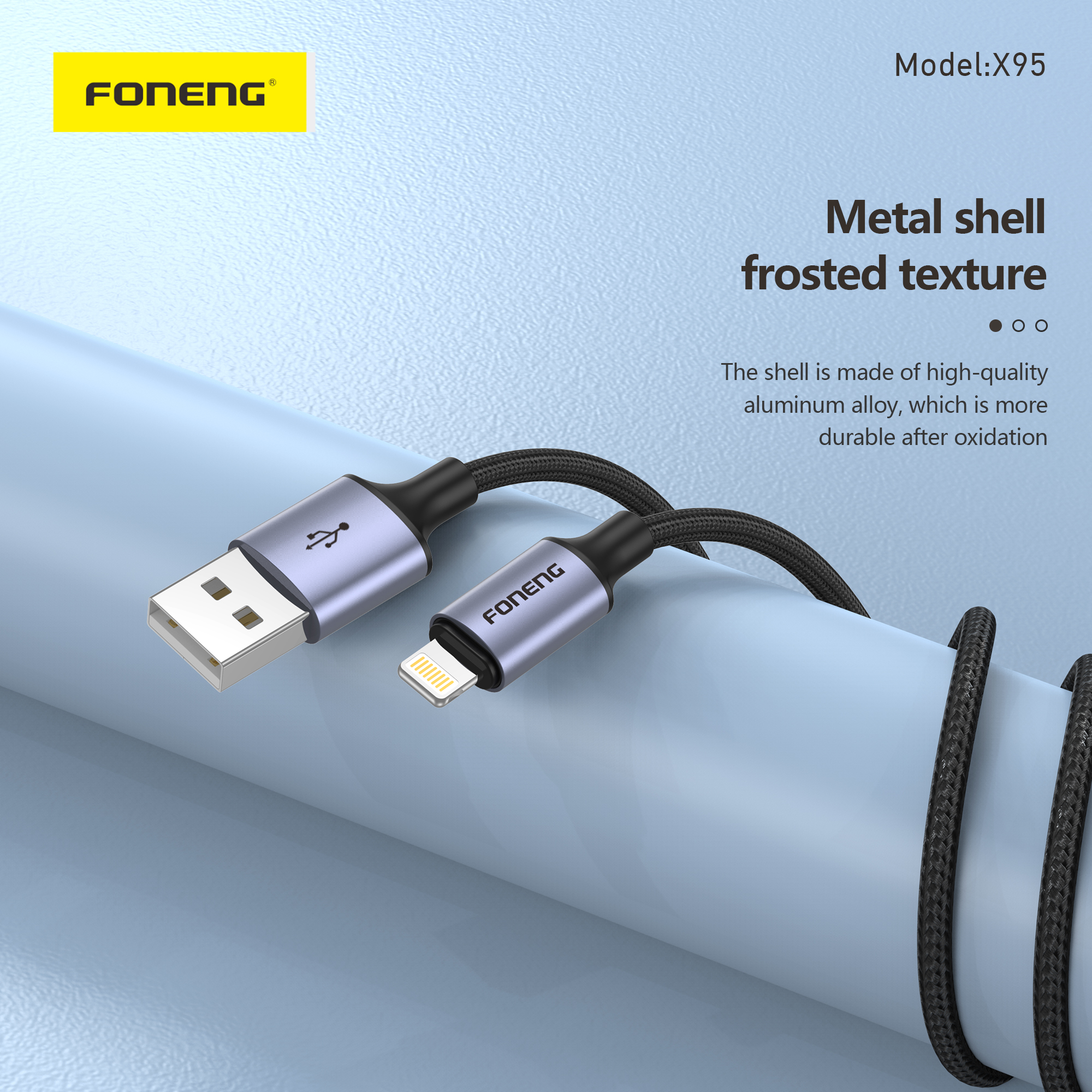 X95 1.2M Metal Head Braided Cable (3A) | FONENG