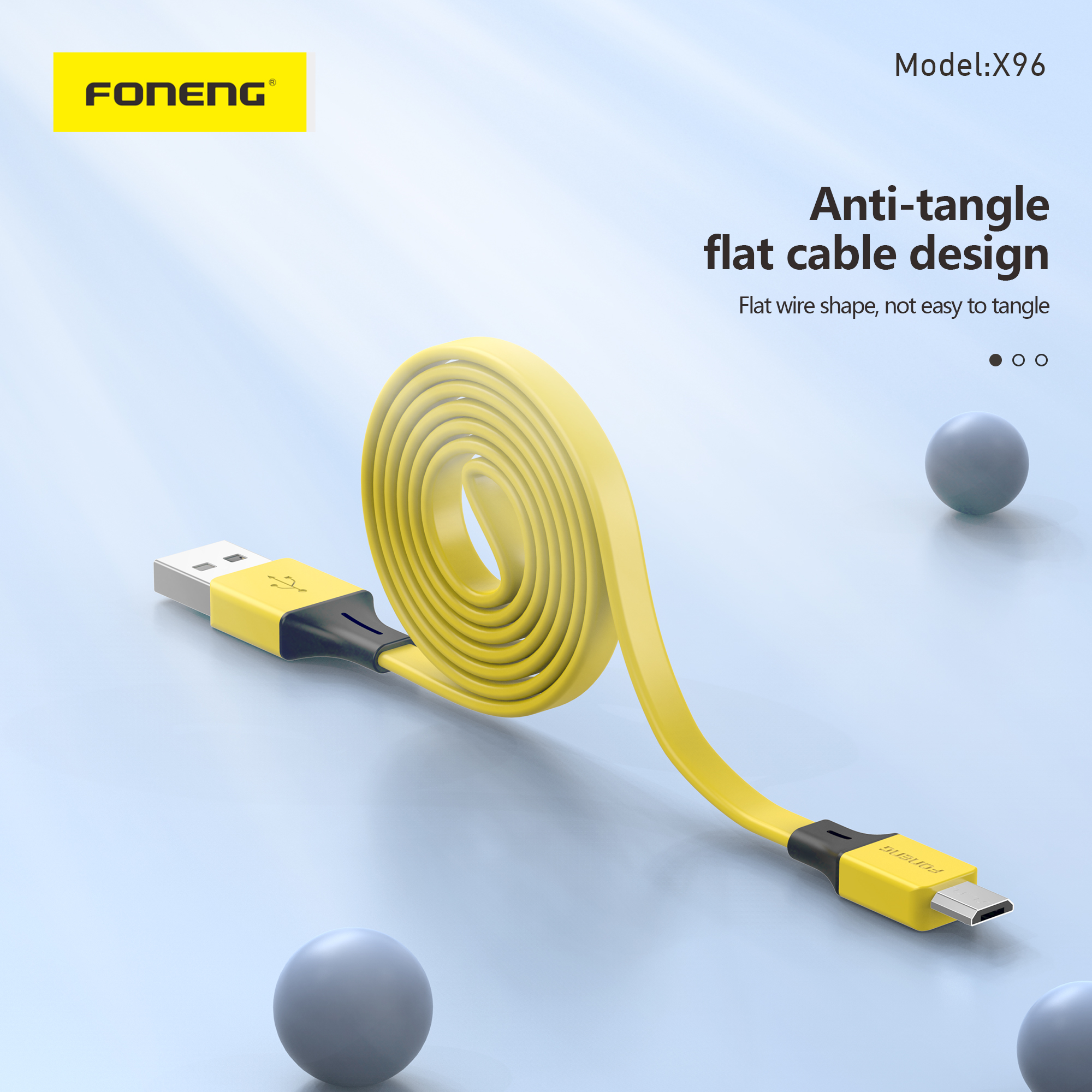X96 1M Flat Cable (3A / 2.4A / 2.1A) | FONENG