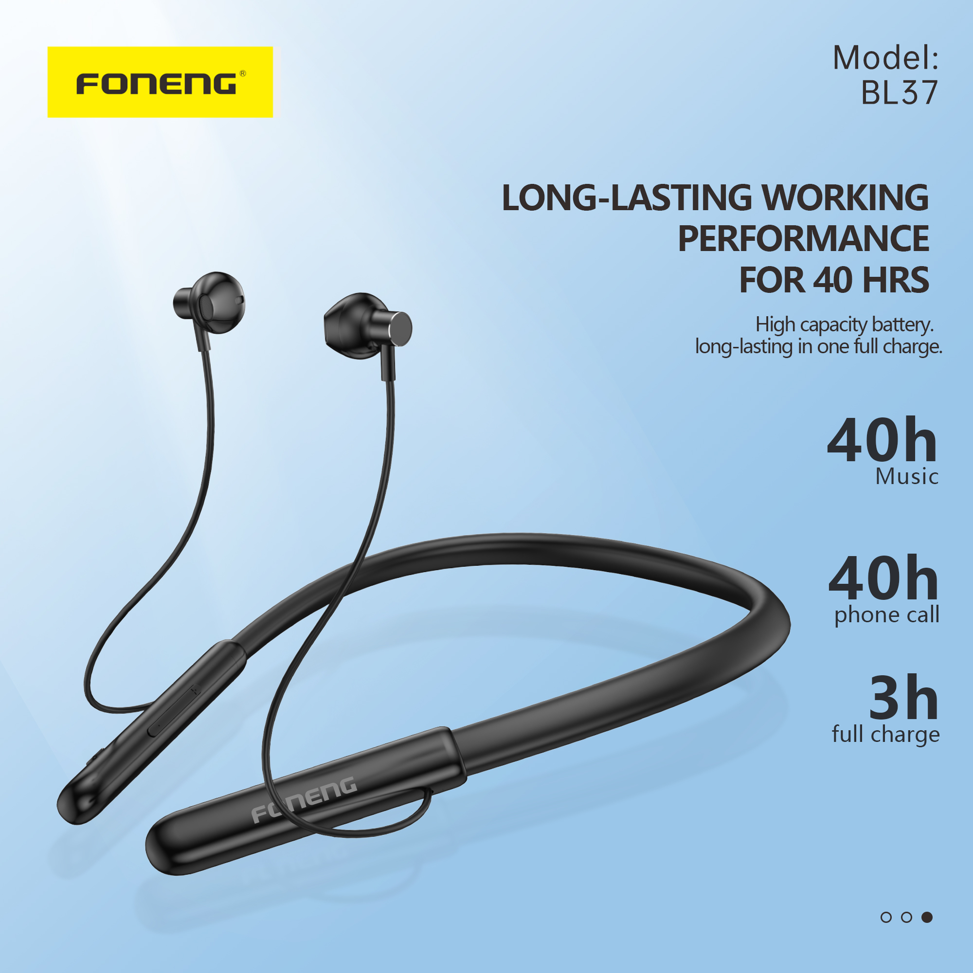 BL37 Digital Display Neckband Bluetooth Earphone | FONENG