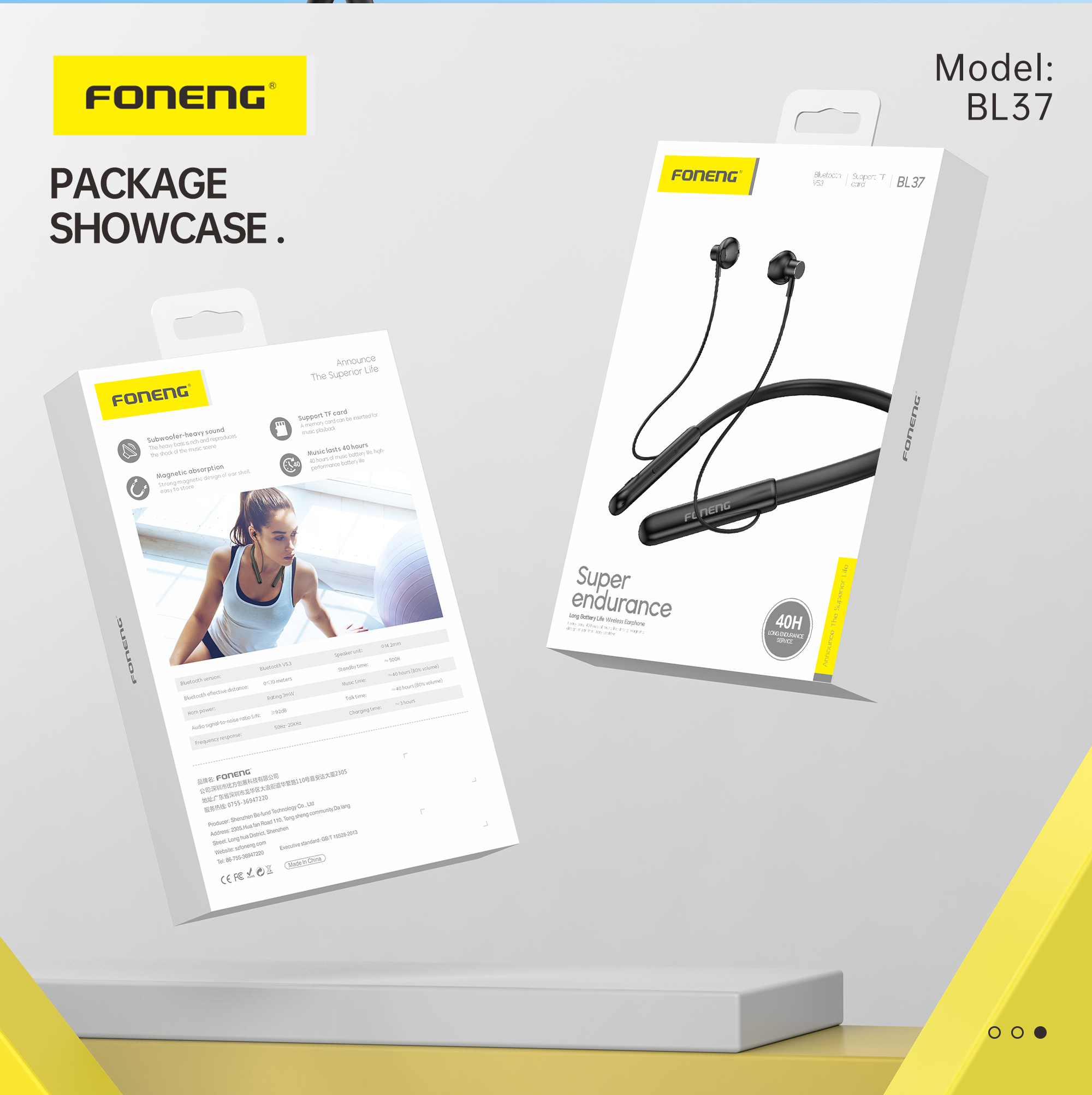 BL37 Digital Display Neckband Bluetooth Earphone | FONENG