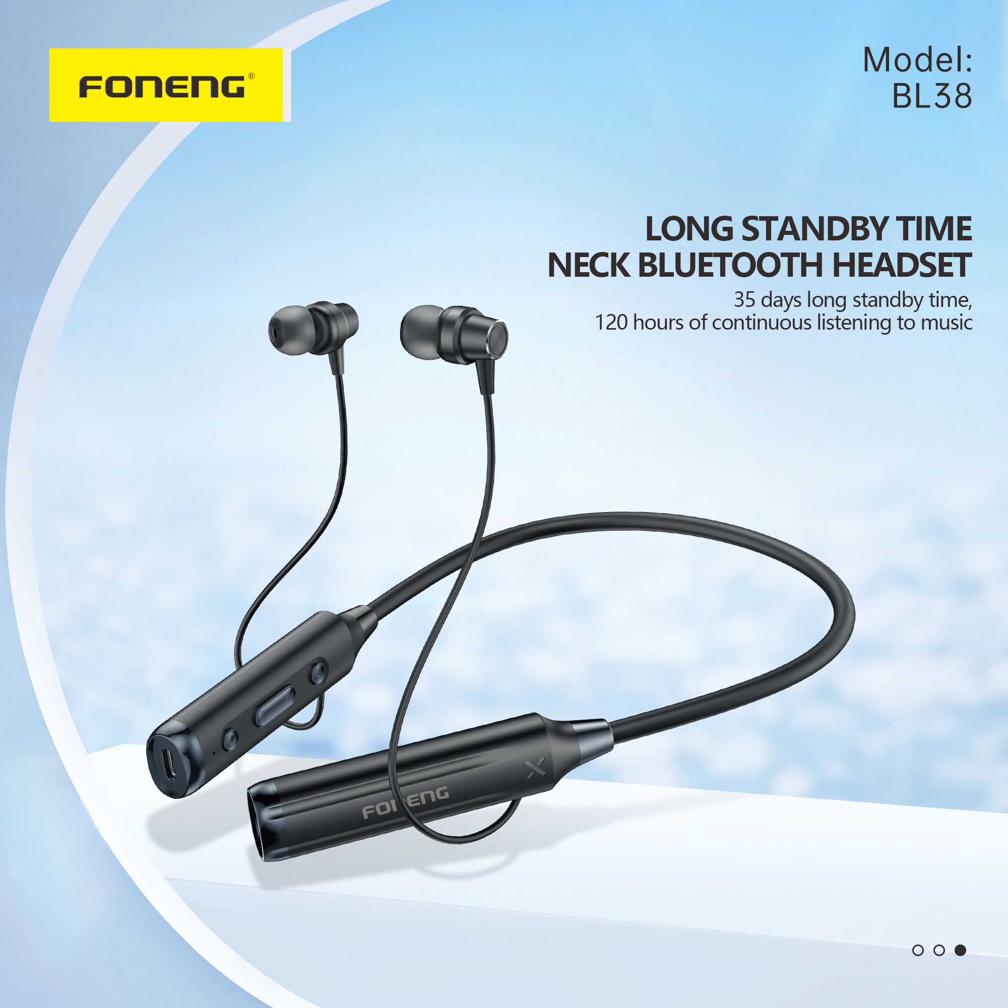 BL38 Digital Display Neckband Bluetooth Earphone | FONENG